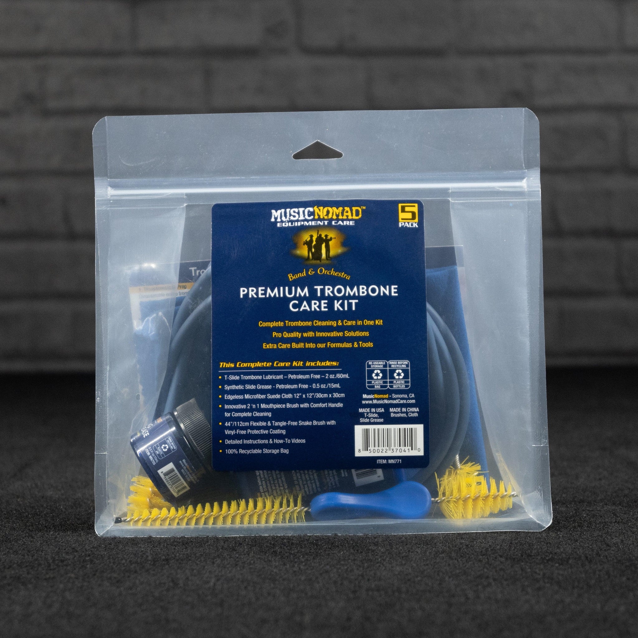 Music Nomad Premium Trombone Cleaning & Care Kit - 5 pc.